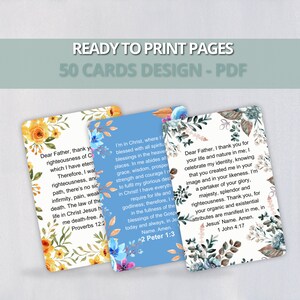 50 Printable Bible Verse Daily Prayer Cards Bundle, Floral Scripture ...