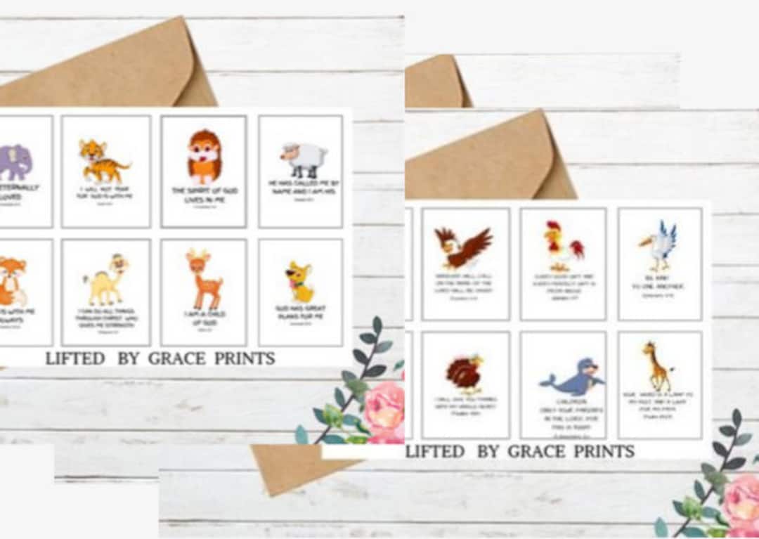 Scripture Cards, Bible Study Cards, Set of 16 Scripture Cards, Fun ...