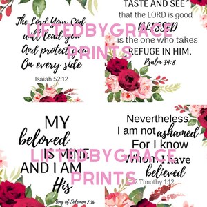Printable Bible Cards, Christian Printable Cards, Set of 12 Christian ...