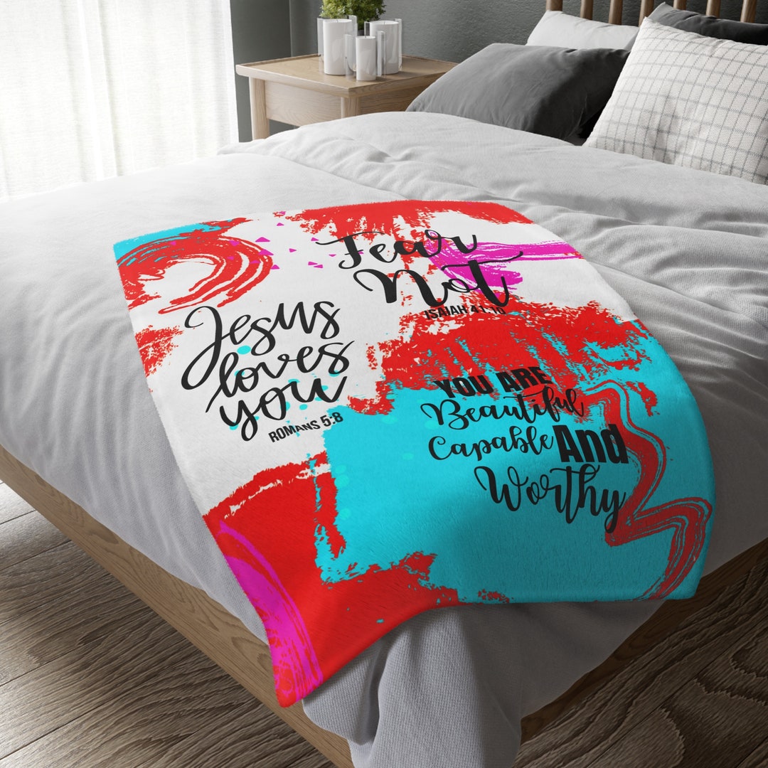 Christian Blanket, Bible Verse Blanket, Jesus Blanket, Velveteen Minky ...