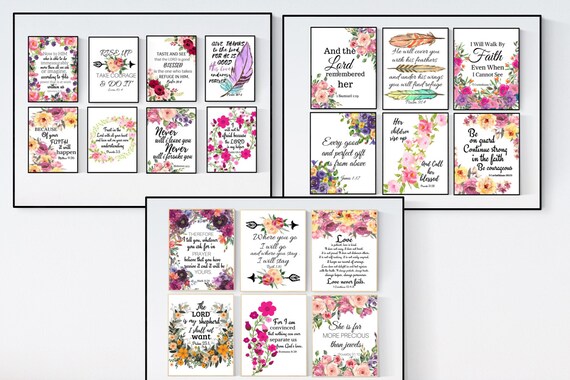 Set of 20 Floral Printable Proverbs 31 28 Bible Quote Wall - Etsy