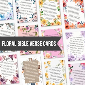 50 Printable Bible Verse Daily Prayer Cards Bundle, Floral Scripture ...