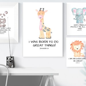 Watercolor Bible Verse Wall Art, Kids Scripture Prints, Sunday School ...