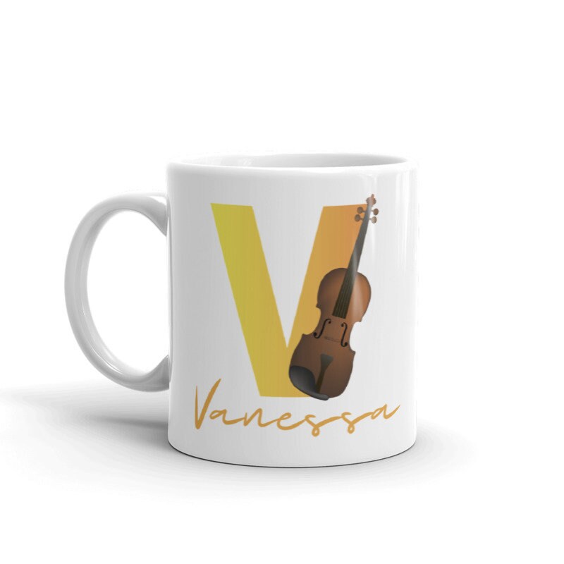Violin Mug Initial Mug Violin Name Mug Music Coffee Mug | Etsy
