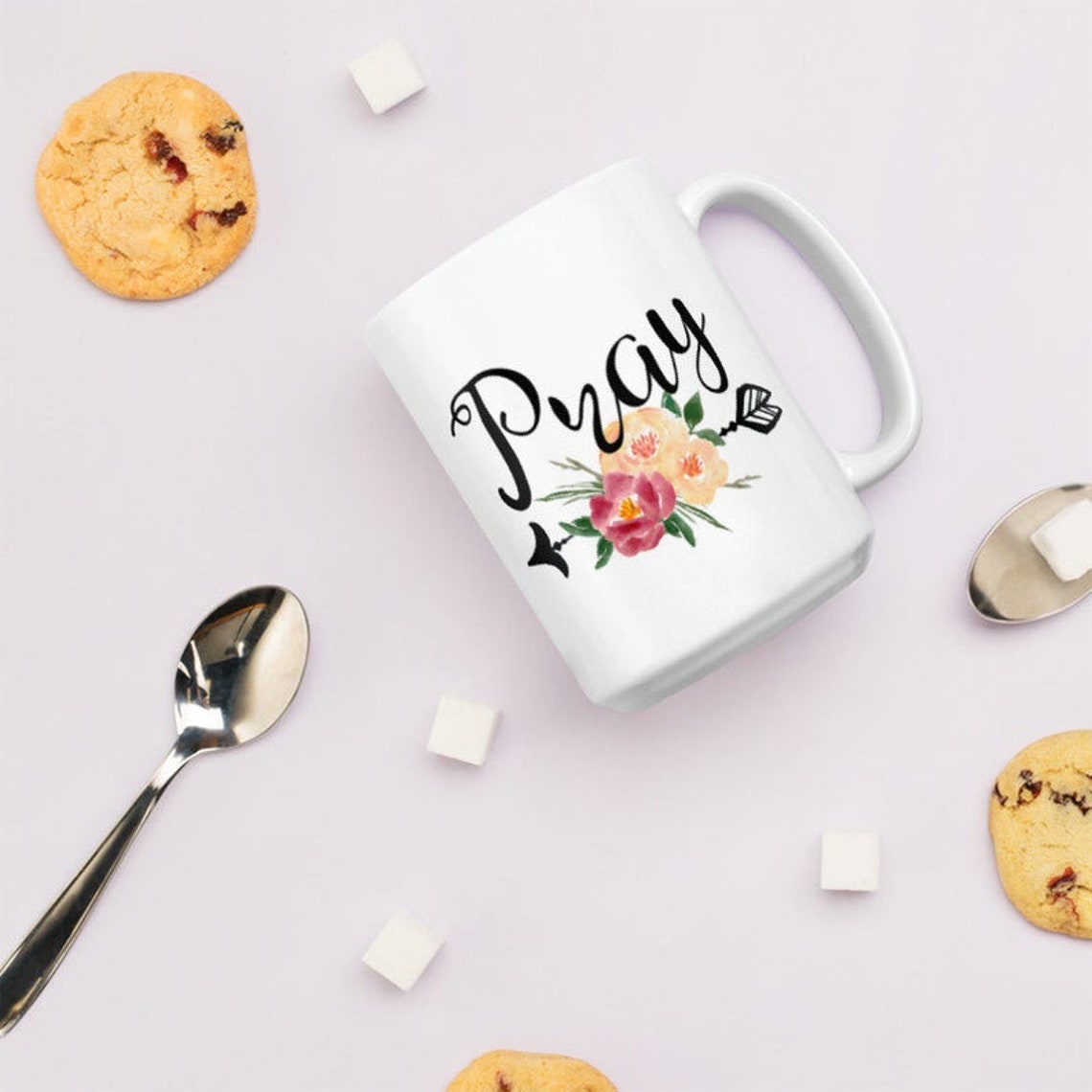 Christian Mug Pray Mug Floral Arrow Mug Coffee Mug Gift for - Etsy