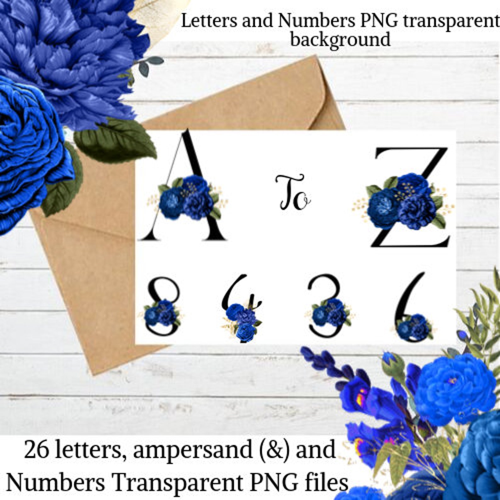 Alphabet Clip art Blue Floral Letters Clipart Watercolor | Etsy