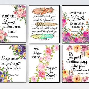 Set of 20 Floral Printable, Proverbs 31 28 Bible Quote Wall Art ...