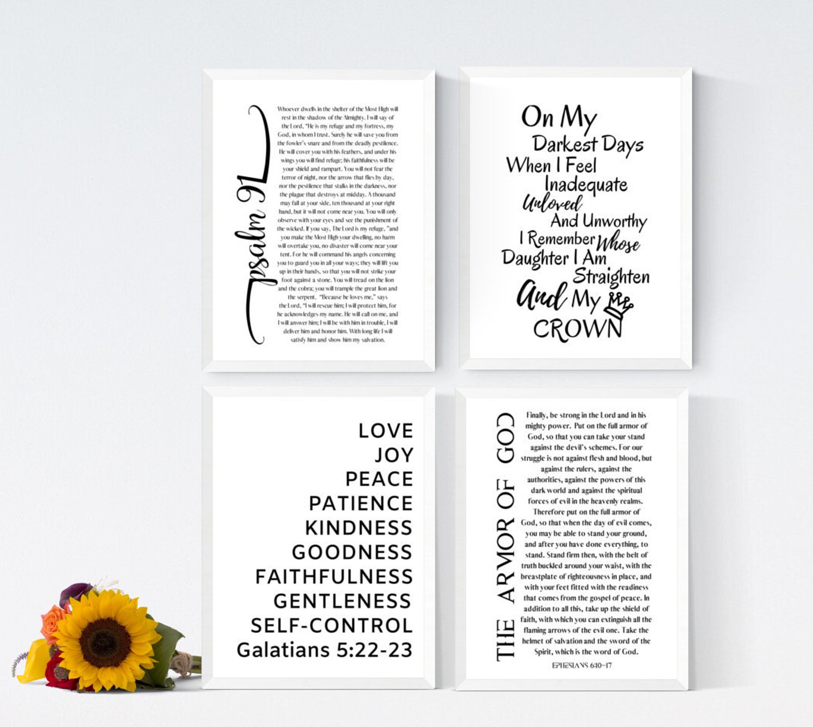 Set Of Four Scripture Wall Art Biblical Art Christian Print | Etsy
