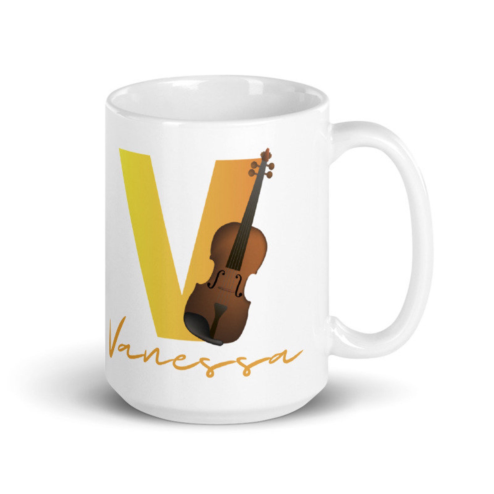 Violin Mug Initial Mug Violin Name Mug Music Coffee Mug - Etsy