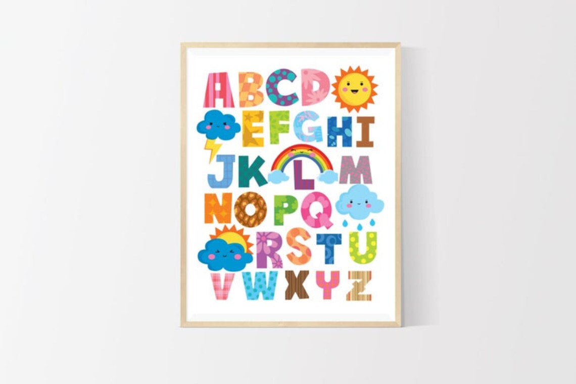 Children Alphabet Weather Nursery Prints Kids Room Wall Art | Etsy