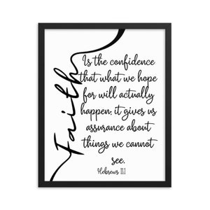 Faith Wall Decor, Christian Artwork, Hebrews 11 1, Bible Verse Poster ...
