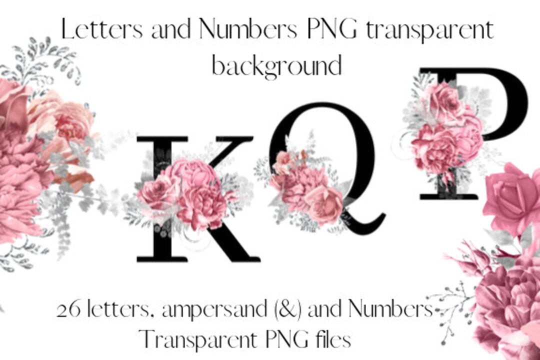 Alphabet Clipart, Letters Clipart, Pink Silver Letters, Digital Letters ...