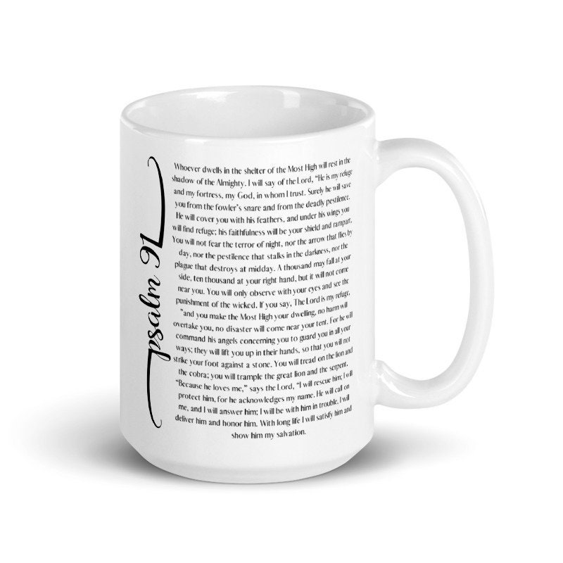 Christian Mug, Bible Verse Mug, Psalm 91, Religious Mug, Christian ...