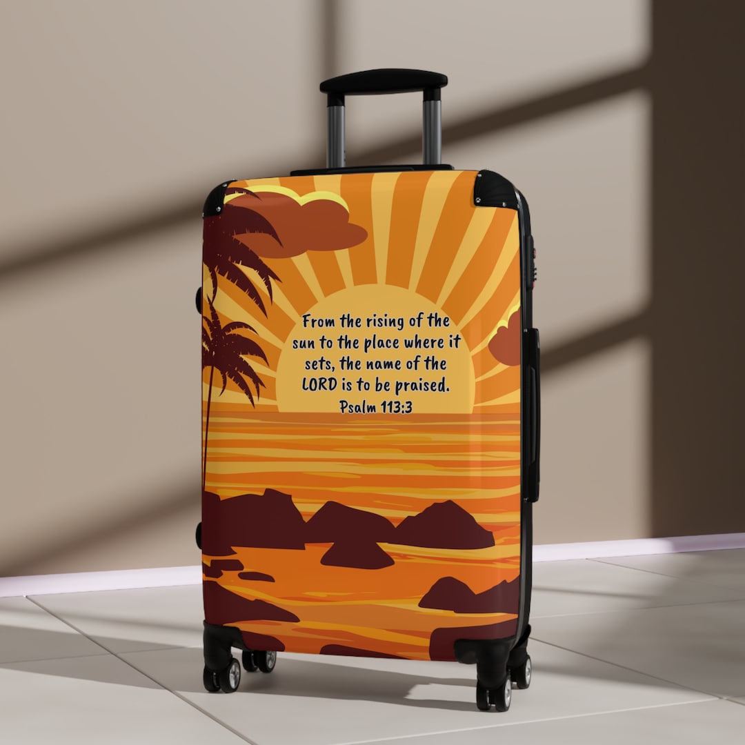 Suitcase With Wheels, Christian Suitcase, Bible Verse Suitcase, Sunset ...
