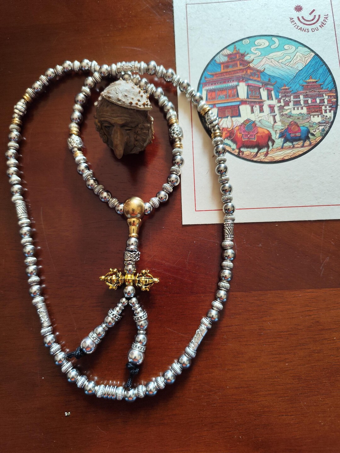 Mala, Necklace, Defense Rosary in Metal Beads With Dorje. - Etsy