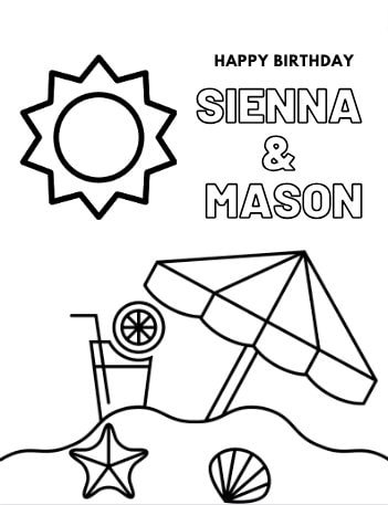 Personalized Birthday Coloring Pages for Kids, Birthday Party Coloring ...