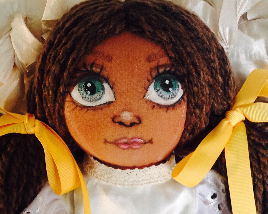 Muñeca de trapo negro de 18 , muñeca de trapo marrón, hecha a mano ...