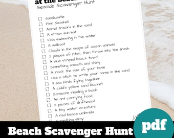 Beach Scavenger Hunt Printable, , Spring, Summer, Outdoor Scavenger ...