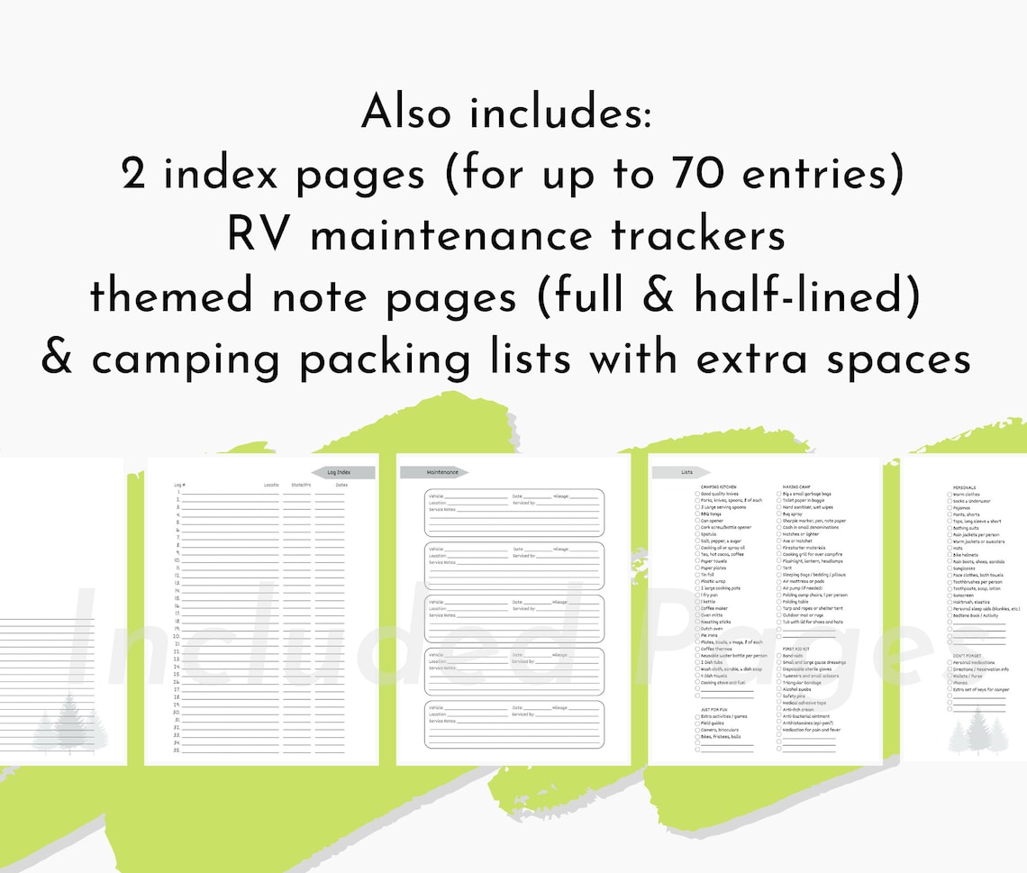 Camping Log Book Printable RV Log Book Camper Camping Journal Printable ...