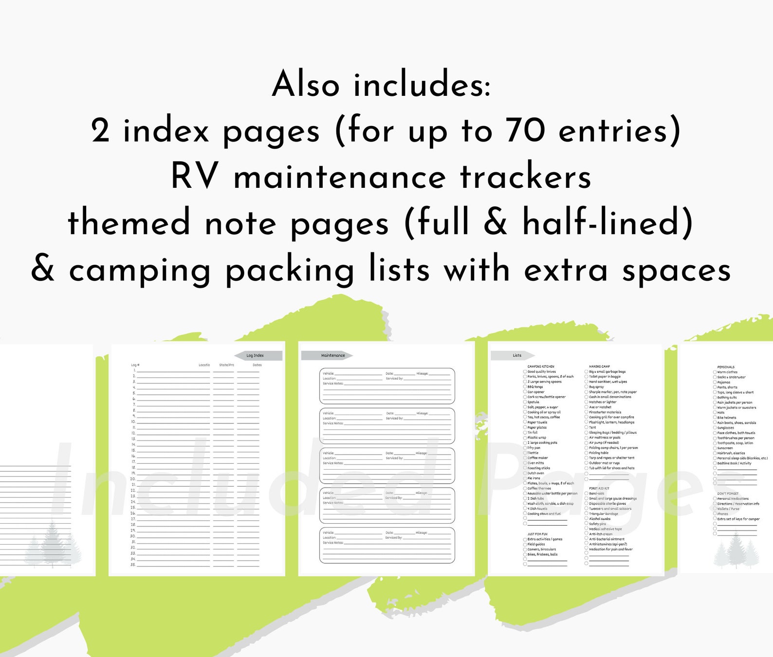 Camping Log Book Printable RV Log Book Camper Camping Journal Printable ...