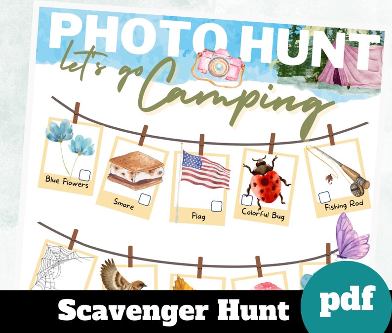 Camping Scavenger Hunt Printable Photo Scavenger Hunt for Kids - Etsy
