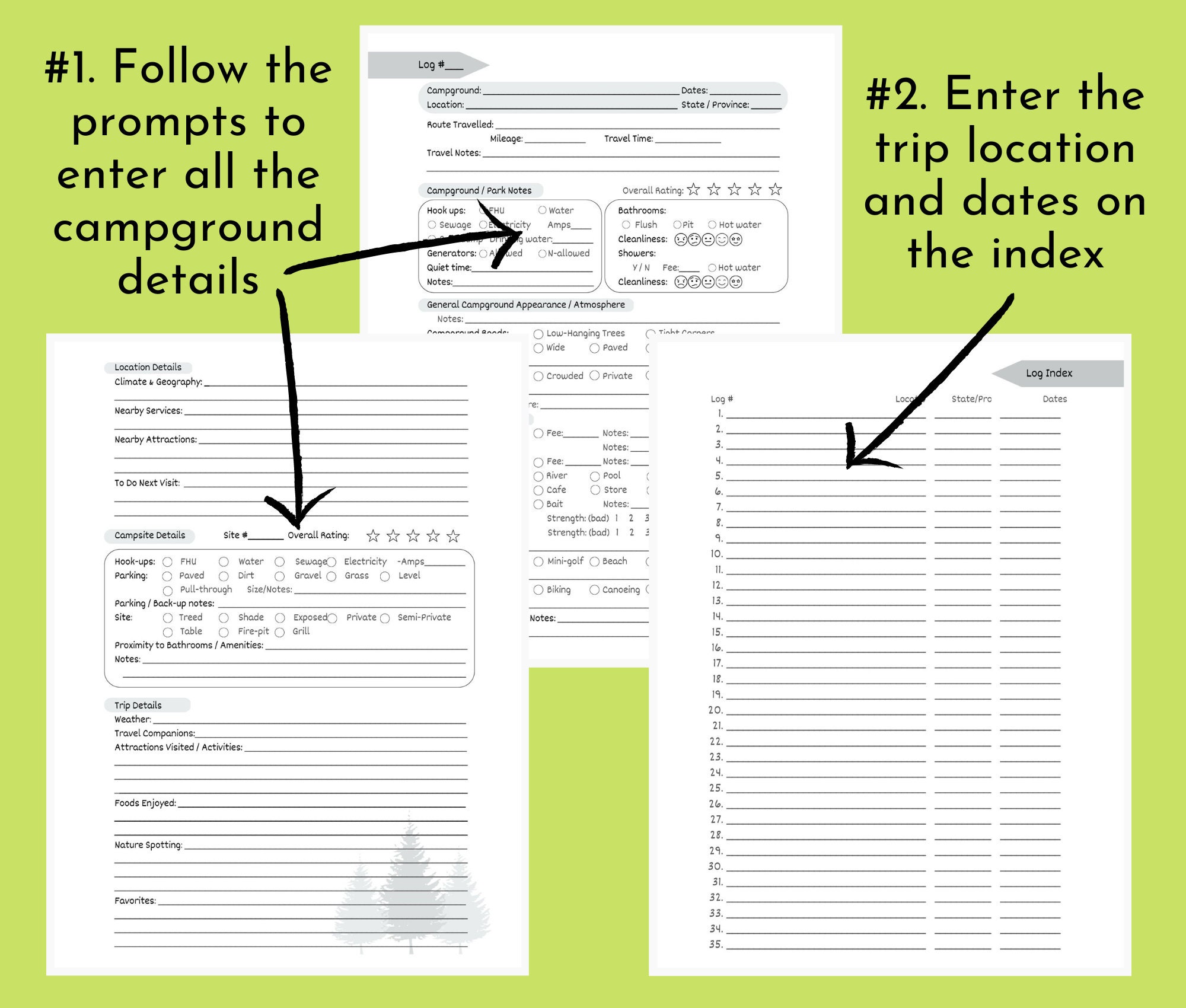 RV Camper Camping Journal Printable Campground Log Book, Travel Trailer ...