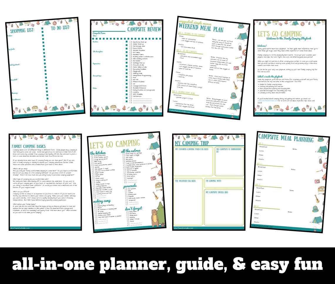 Family Camping Planner, Printable Packing Checklists for Camping ...