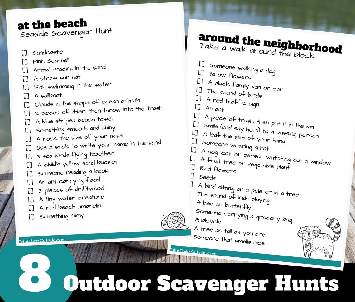 Outdoor Scavenger Hunts for Kids, Printable Kids Activities Pack for ...