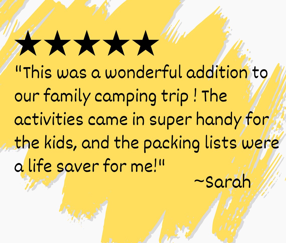 Camping Packing Lists Printable Camping Activities Bundle Downloadable ...