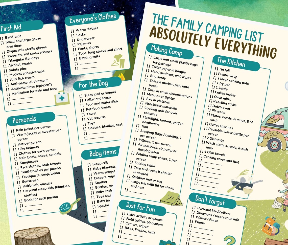 Camping Check List Printable for RV Campers Packing Checklist ...