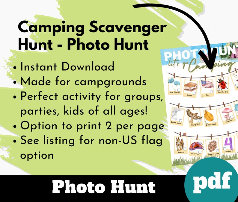 Camping Scavenger Hunt Printable Photo Scavenger Hunt for Kids - Etsy