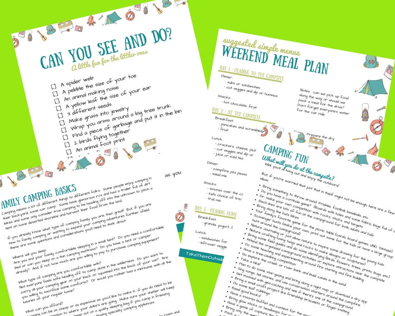 Camping Packing Lists Printable Camping Activities Bundle Downloadable ...