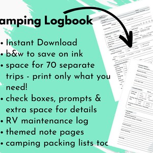 Camping Log Book Printable RV Log Book Camper Camping Journal Printable ...