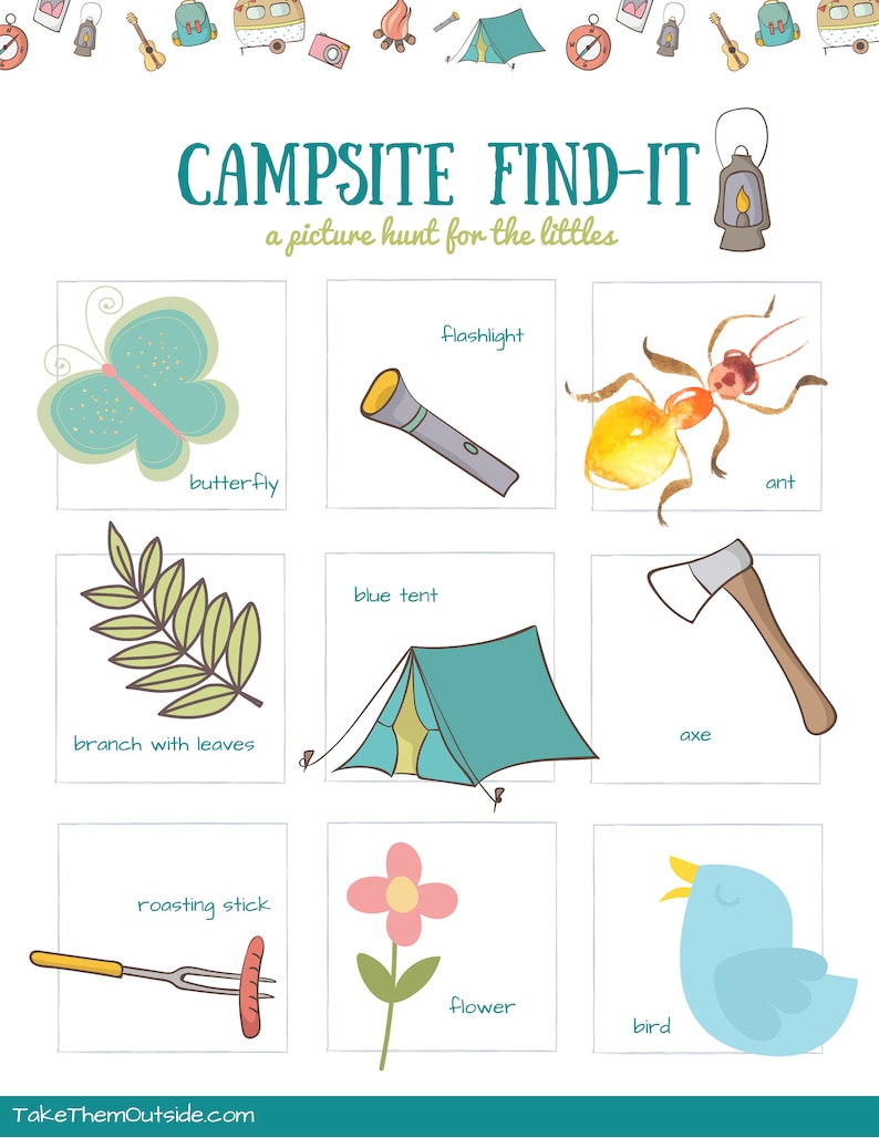 Printable Camping Scavenger Hunt for Kids, Preschool Activity for ...