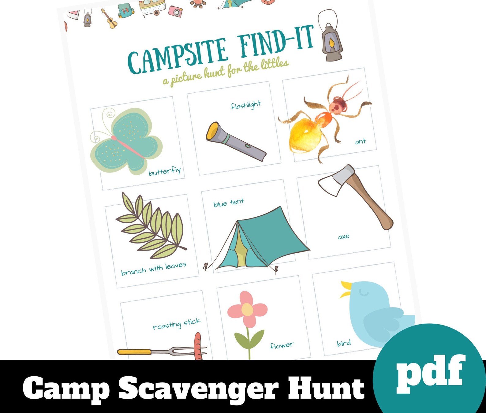 Printable Camping Scavenger Hunt for Kids, Preschool Activity for ...