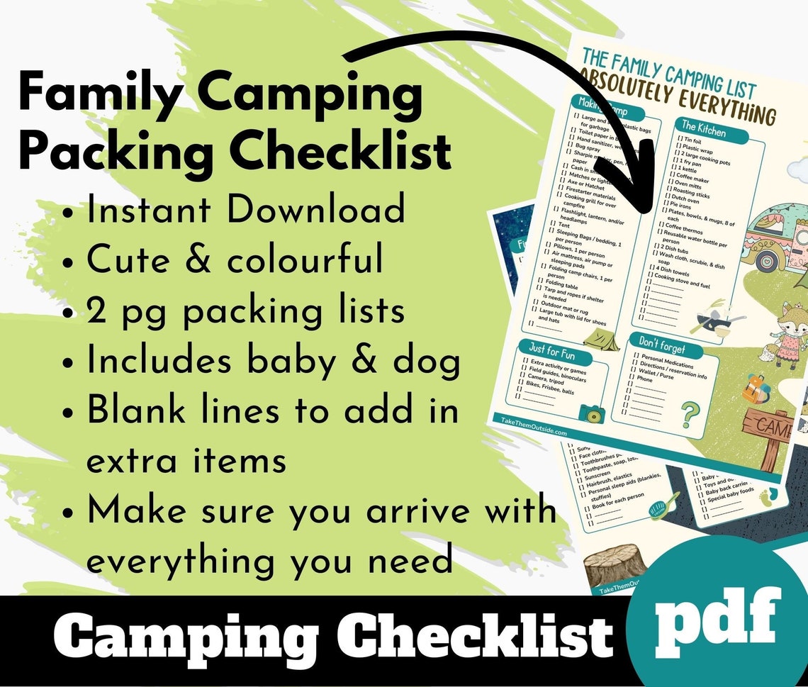 Camping Check List Printable for RV Campers Packing Checklist ...