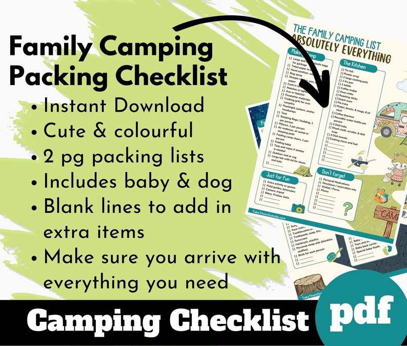 Camping Check List Printable for RV Campers Packing Checklist ...