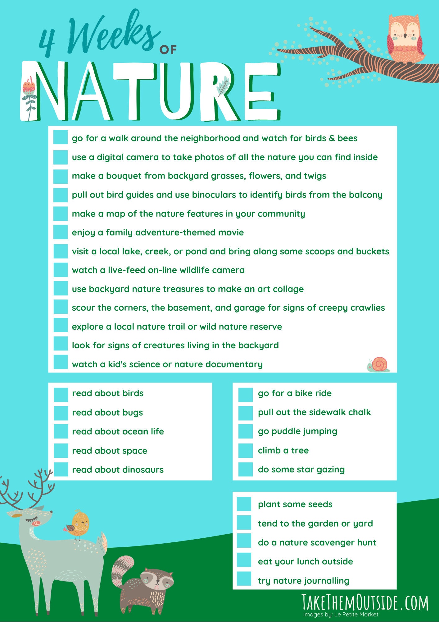 Printable Kids Summer Activities List, Indoor and Outdoor Nature Play ...