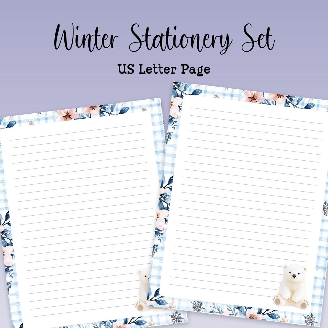 DIGITAL DOWNLOAD. Winter Stationery, Printable Stationery, Winter Note ...