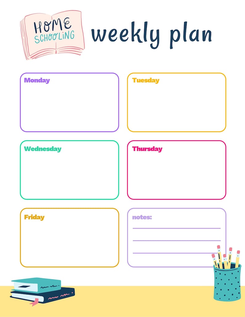 Homeschool Weekly Planner - Etsy