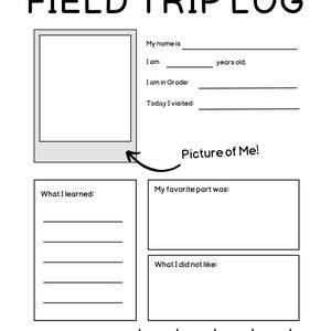 Homeschool Field Trip Log - Etsy