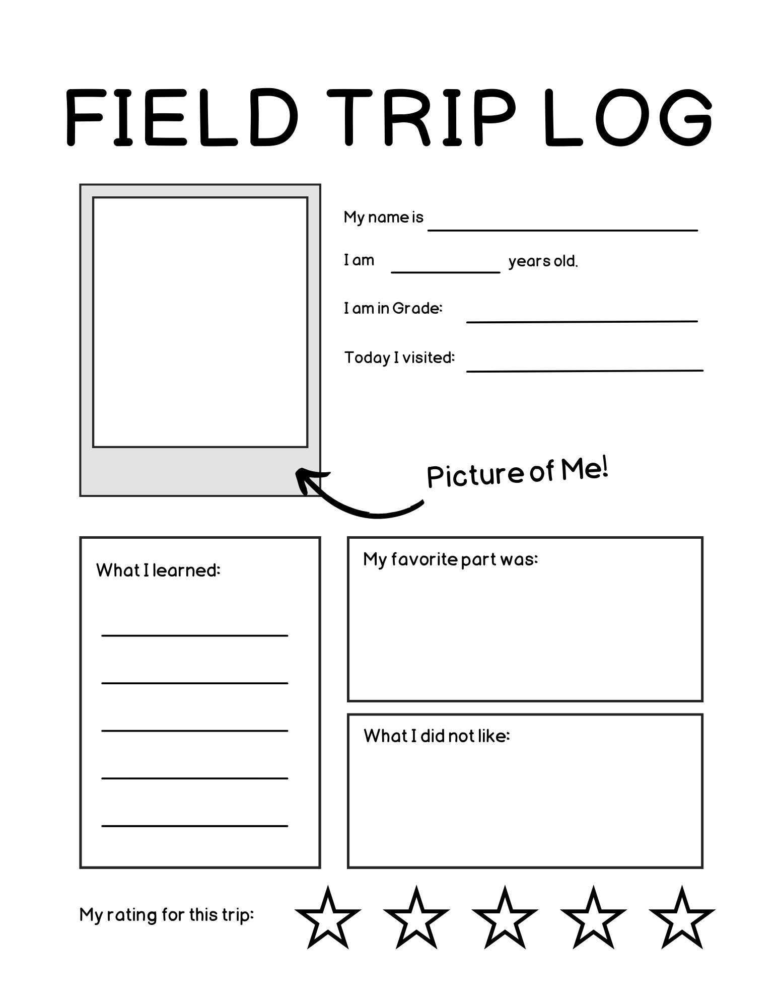 Homeschool Field Trip Log - Etsy