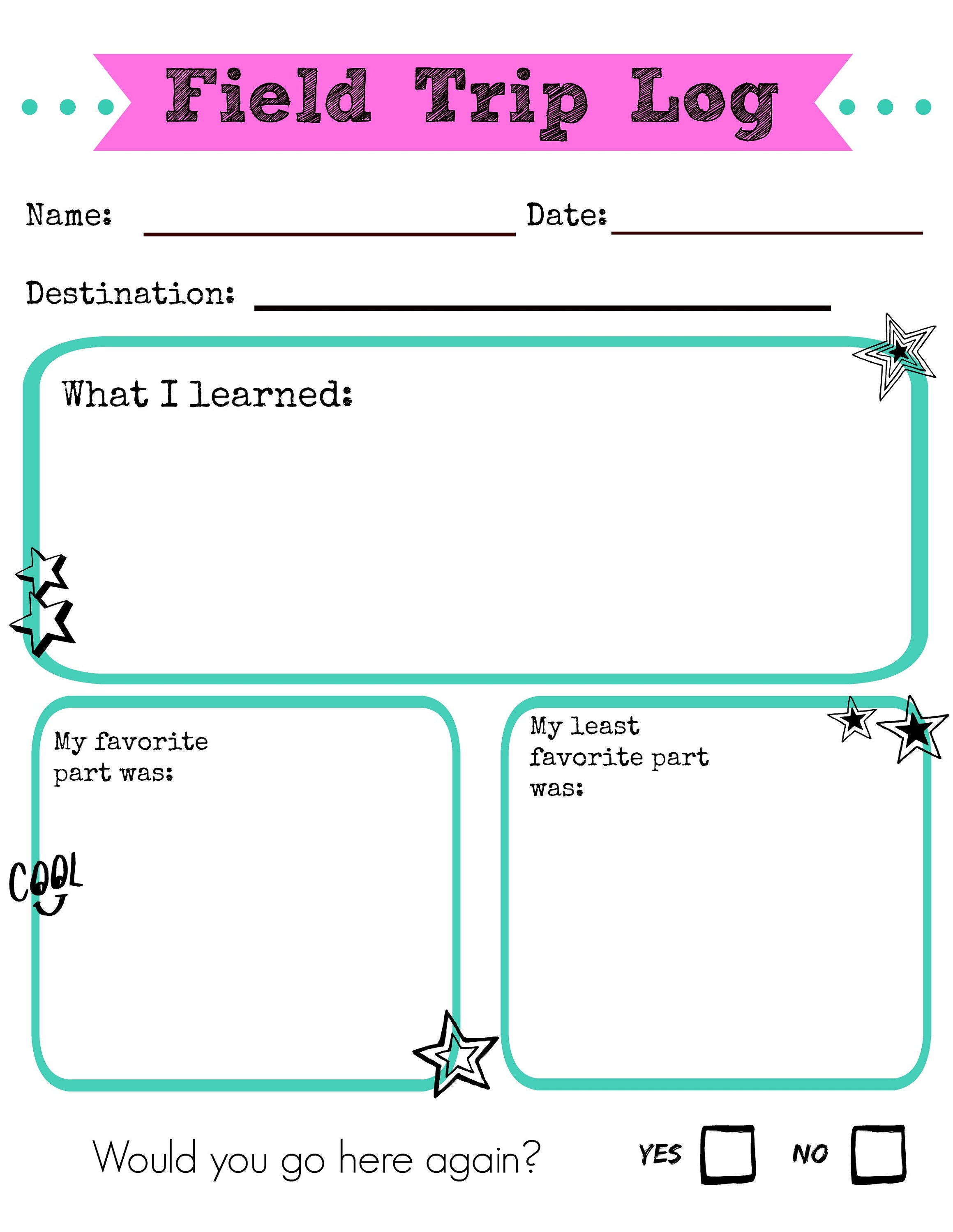 Printable Field Trip Log - Etsy