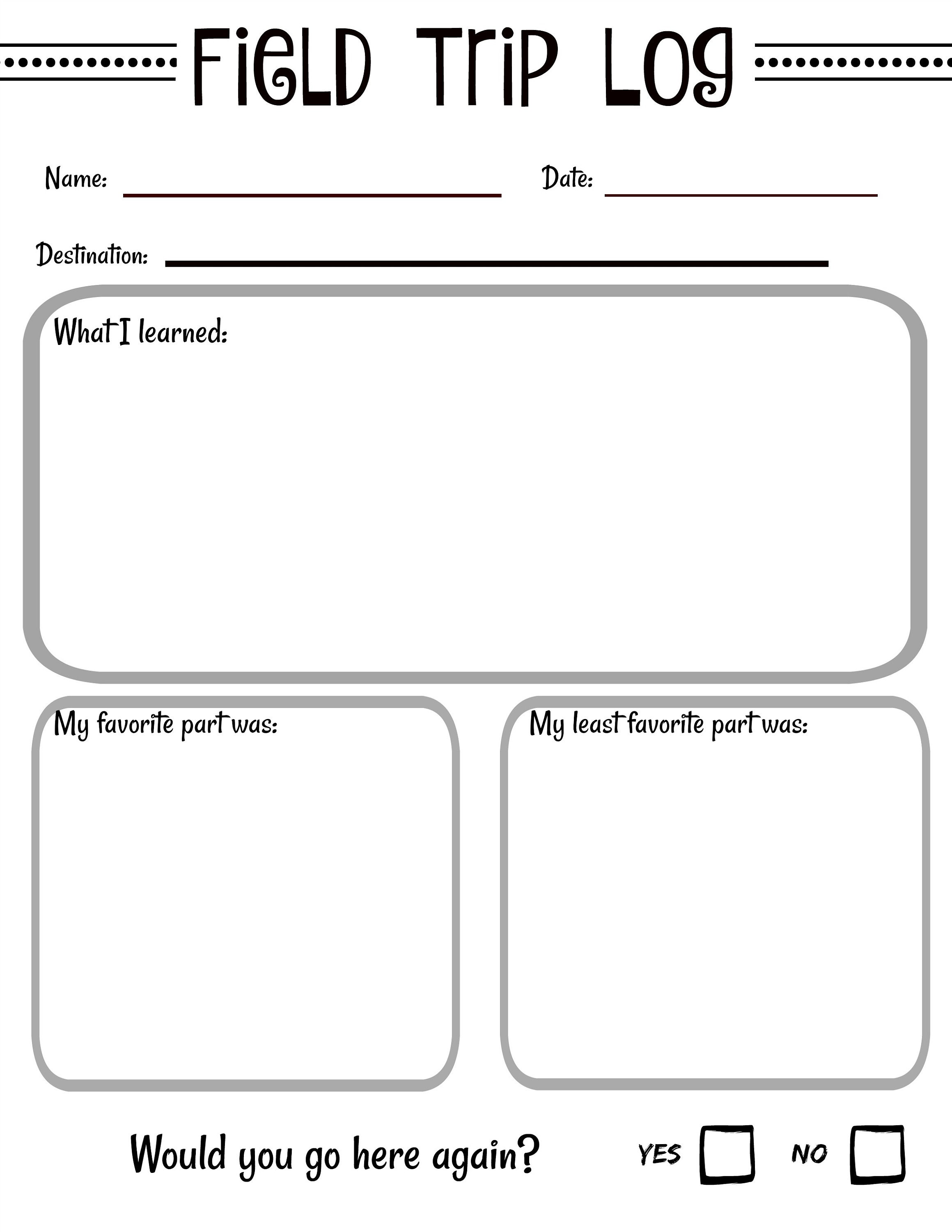 Homeschool Field Trip Log, Instant Download - Etsy