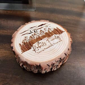 Personalized Wood Coasters Tree Coaster Live Edge Bark Coaster Set ...