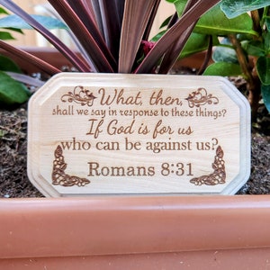 Custom Laser Engraved Religious Verse Wood Plaque, Floral Border (5x3in ...