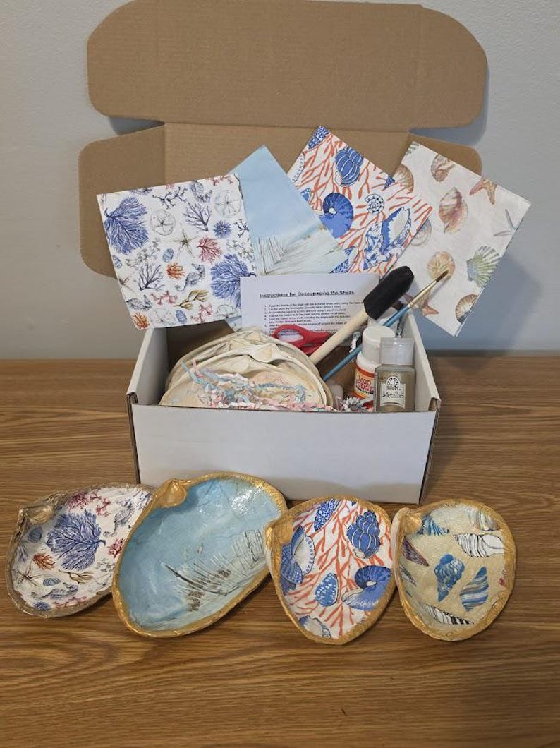 DIY Decoupage Clam Shell Kit | Coastal Decor Art Project - Etsy
