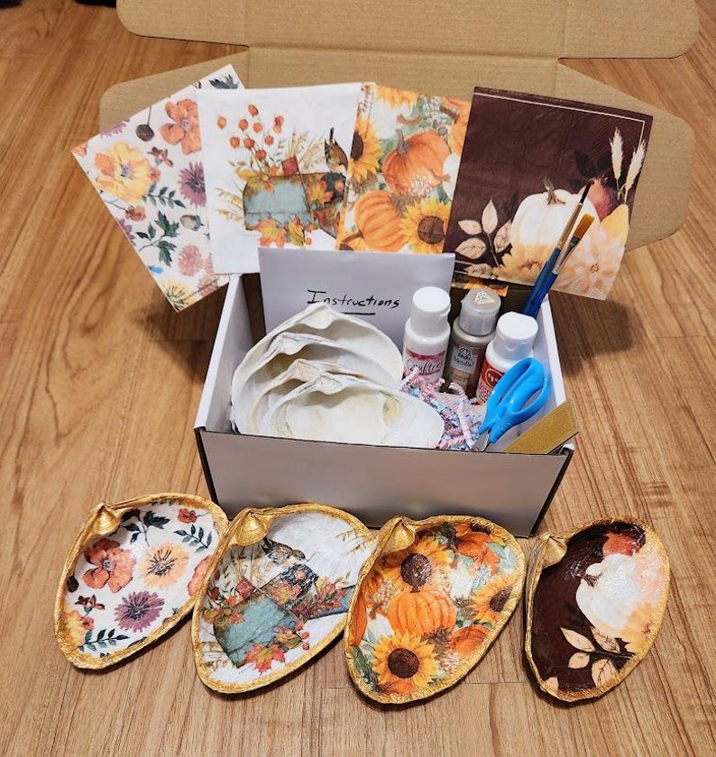 DIY Decoupage Clam Shell Kit | Coastal Decor Art Project - Etsy