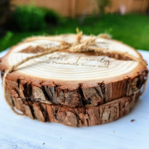 Personalized Wood Coasters Tree Coaster Live Edge Bark Coaster Set ...