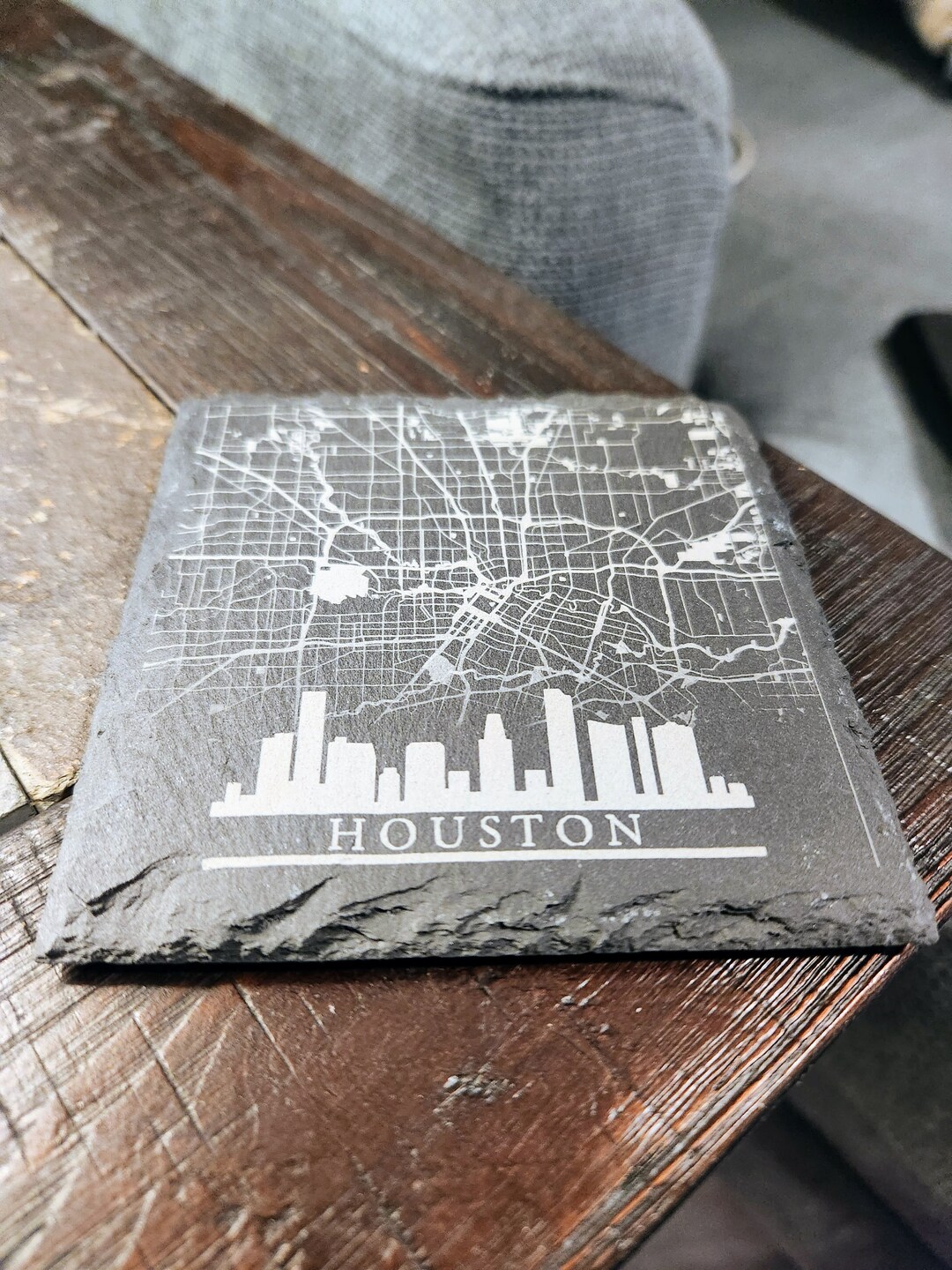 Houston Skyline Coaster Engraved Slate Coaster Set New - Etsy